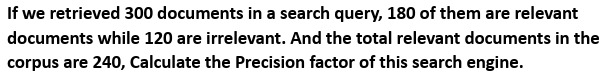 Solved If we retrieved 300 ﻿documents in a search query, 180 | Chegg.com