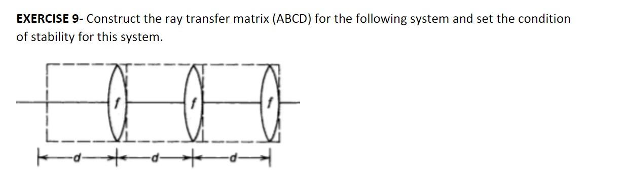 Solved EXERCISE 9- Construct the ray transfer matrix (ABCD) | Chegg.com Solved EXERCISE 9- Construct the ray transfer matrix (ABCD) | Chegg.com