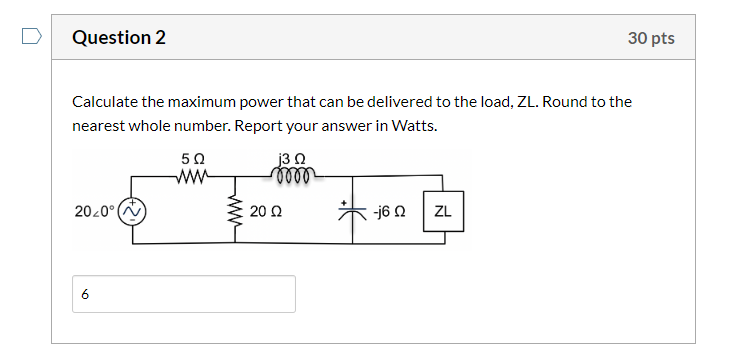 Solved Question 2 30 pts Calculate the maximum power that | Chegg.com