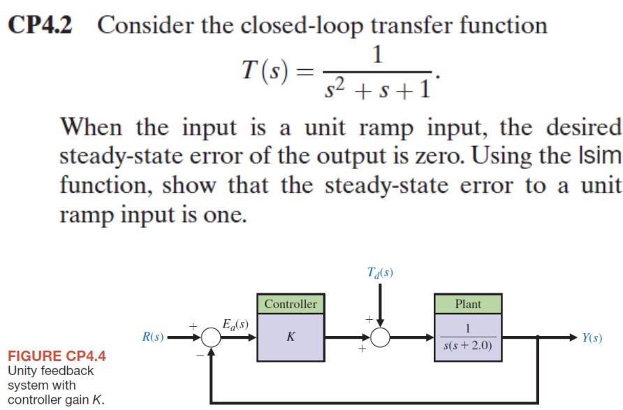 Solved CP4.2 Consider the closed-loop transfer function 1 | Chegg.com