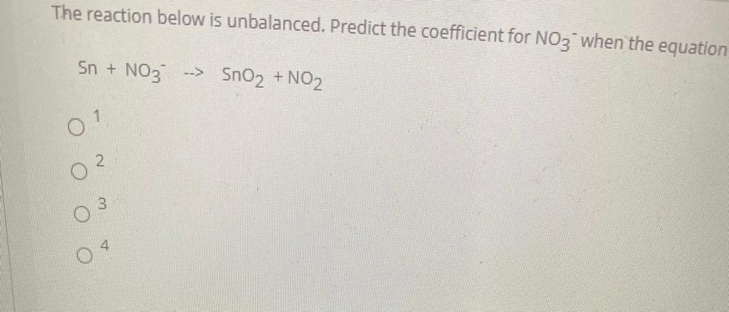 Solved The reaction below is unbalanced. Predict the | Chegg.com