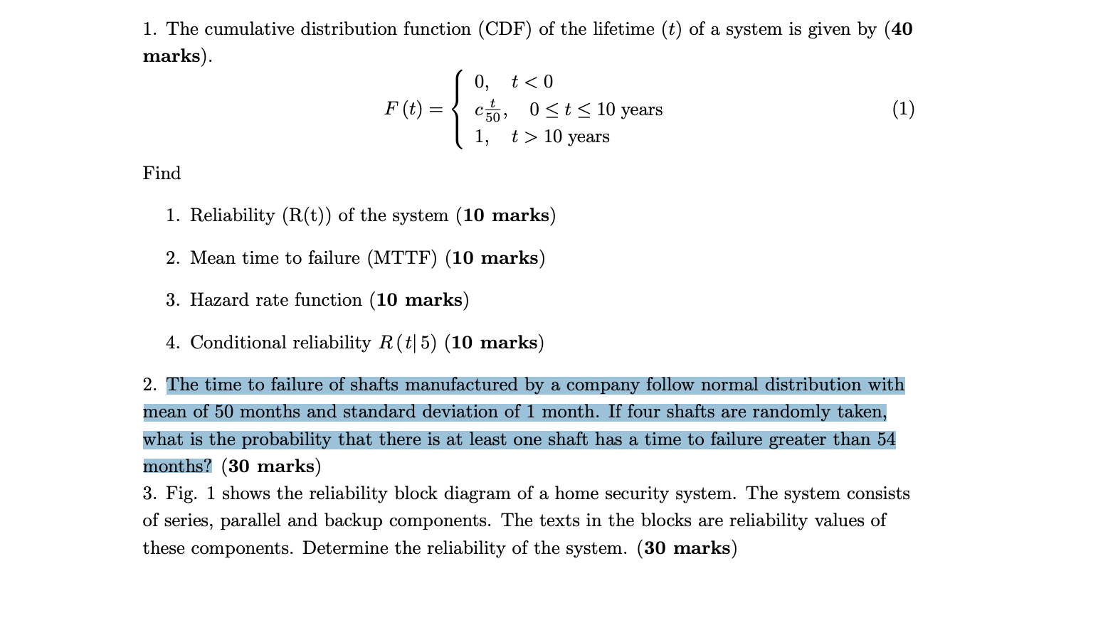 1. The cumulative distribution function (CDF) of the | Chegg.com