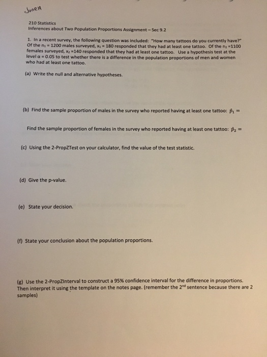 Solved 210 Statistics Inferences about Two Population | Chegg.com