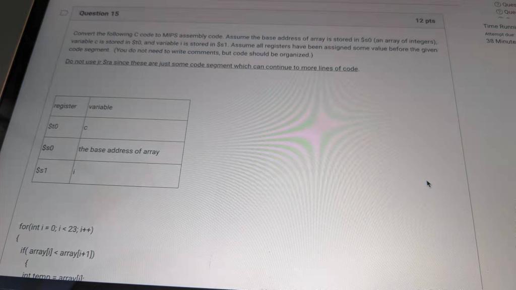 Solved Ques Question 15 que 12 pts Convert the following | Chegg.com