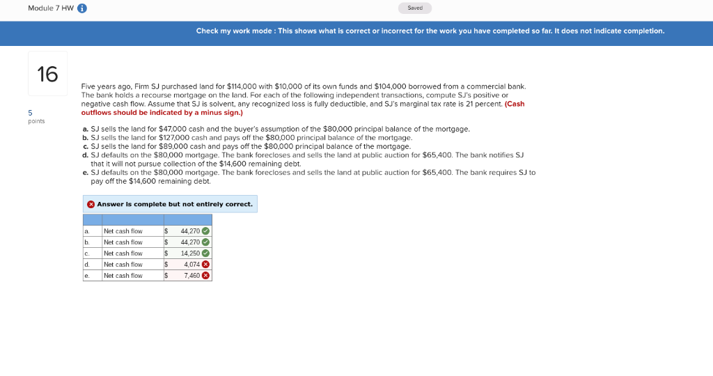 Solved Module 7 HW Saved Check my work mode : This shows | Chegg.com