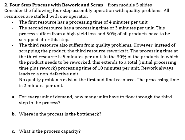 Solved 2. Four Step Process with Rework and Scrap - from | Chegg.com