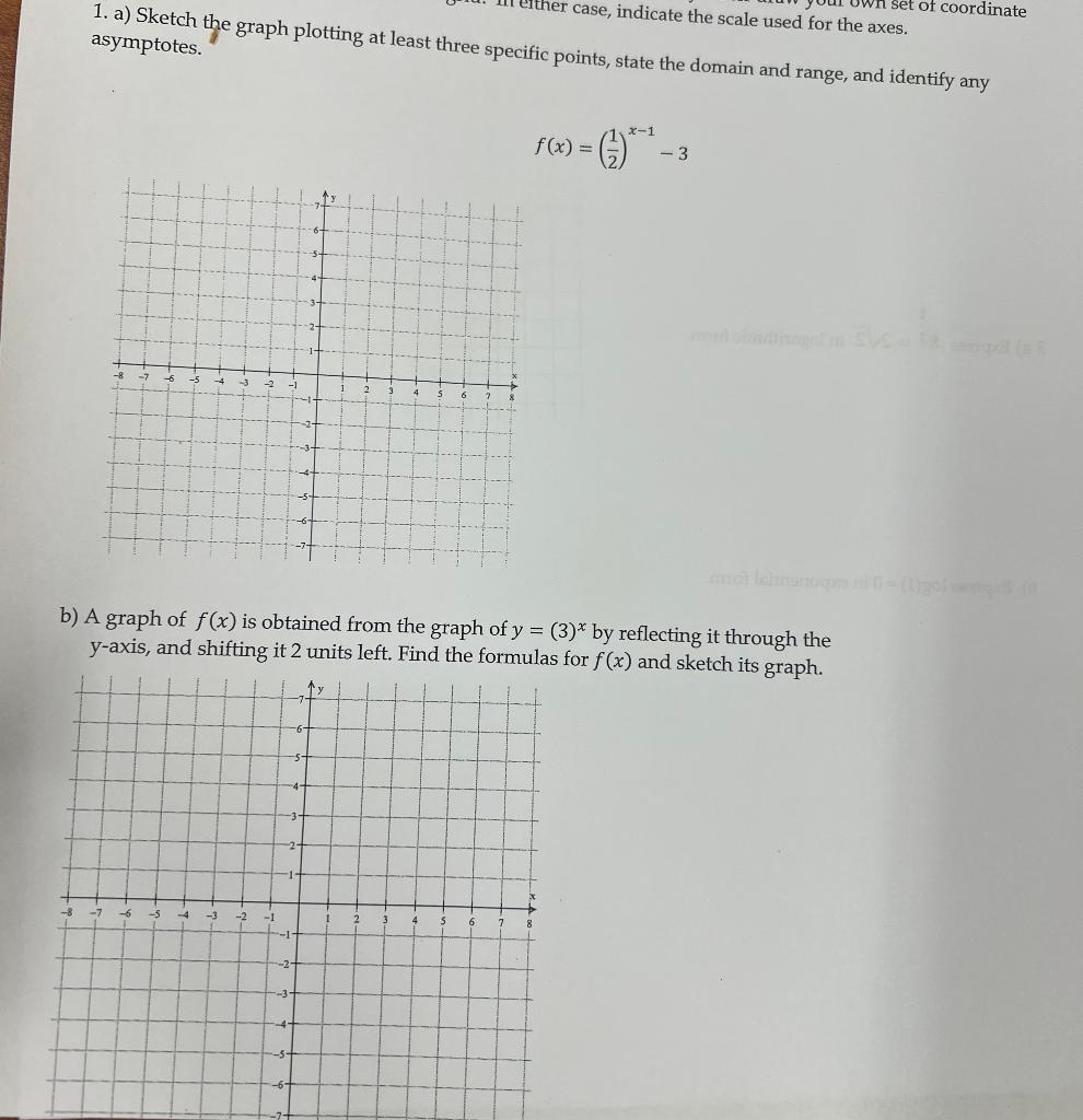 1. a) Sketch the graph plotting at least three | Chegg.com