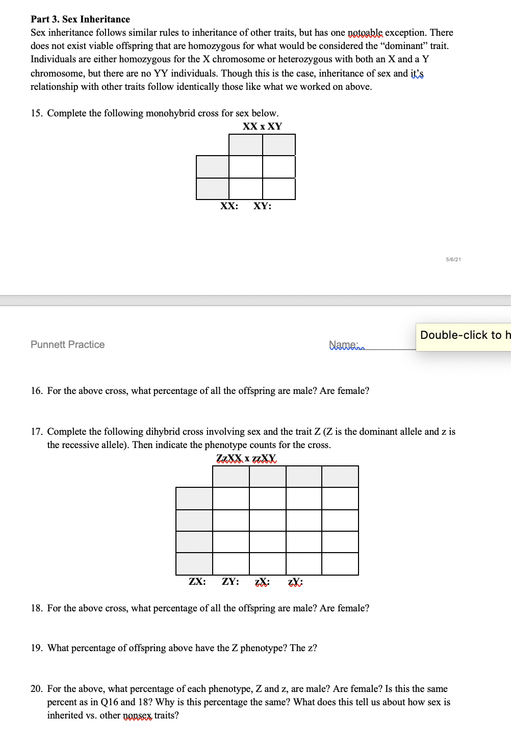 Solved Part 1. Single Trait Crosses The simplest crosses are | Chegg.com