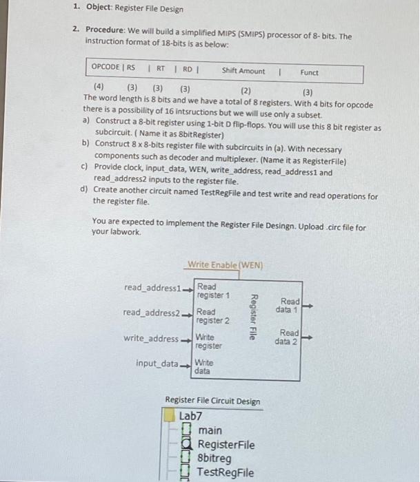 Solved 2. Procedure: We will build a simplified MIPS (SMIPS) | Chegg.com