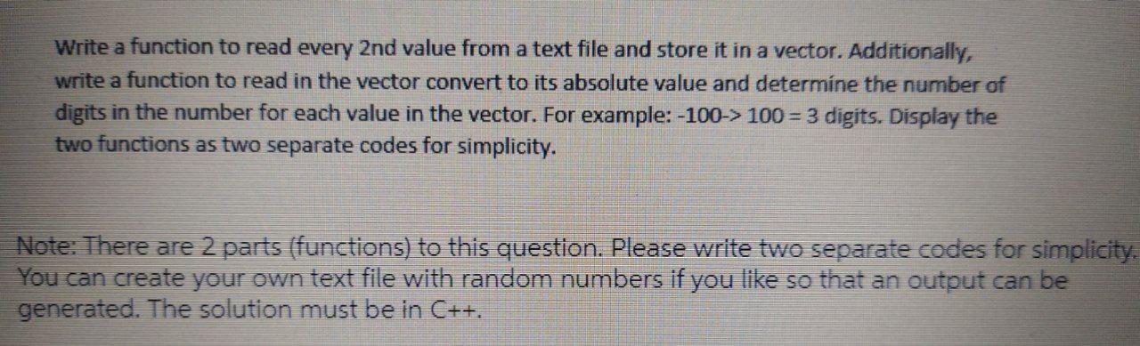 Solved Write a function to read every 2nd value from a text | Chegg.com
