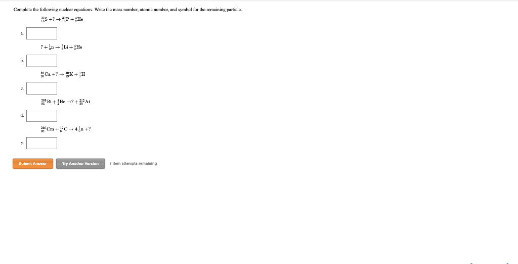 Solved Complete the following nuclear equations. Write the | Chegg.com