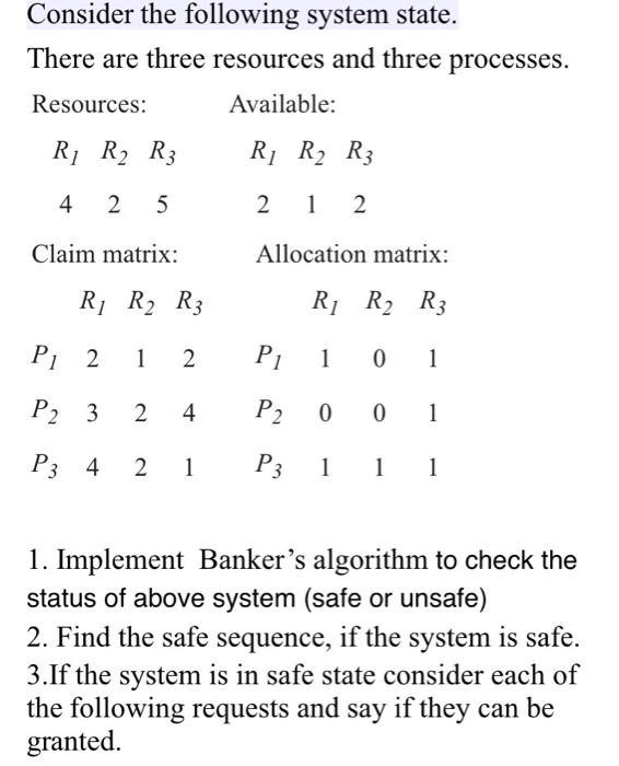 Solved Consider the following system state. There are three | Chegg.com