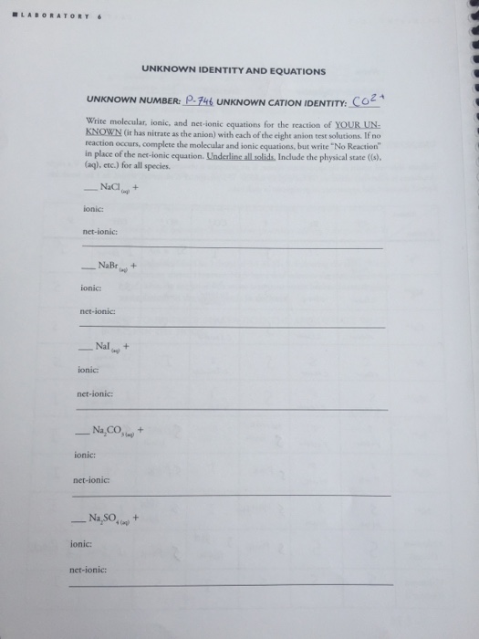 Solved LABORATORY 6 UNKNOWN IDENTITY AND EQUATIONS UNKNOWN | Chegg.com