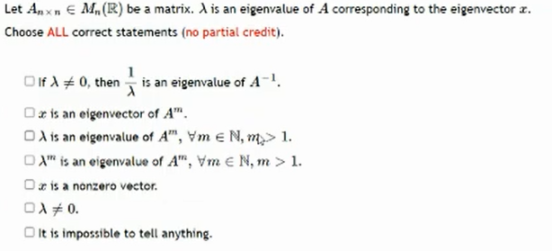 Solved Let Anxn € M.(R) be a matrix. I is an eigenvalue of A | Chegg.com