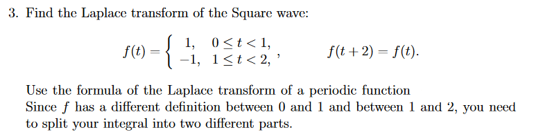 Solved Find the Laplace transform of the Square | Chegg.com