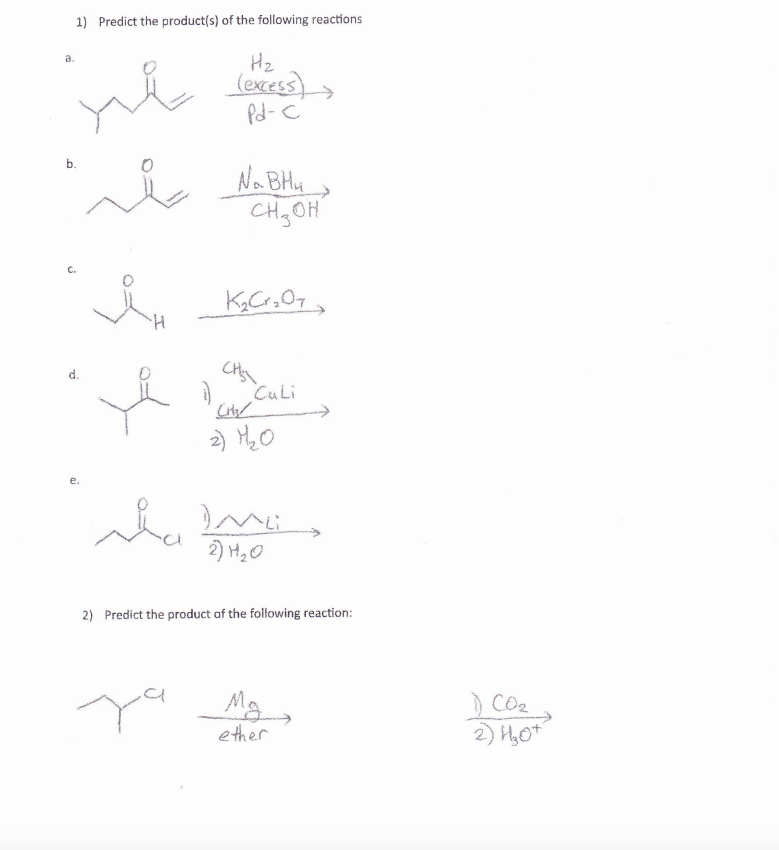 Solved 1) Predict the product(s) of the following reactions | Chegg.com