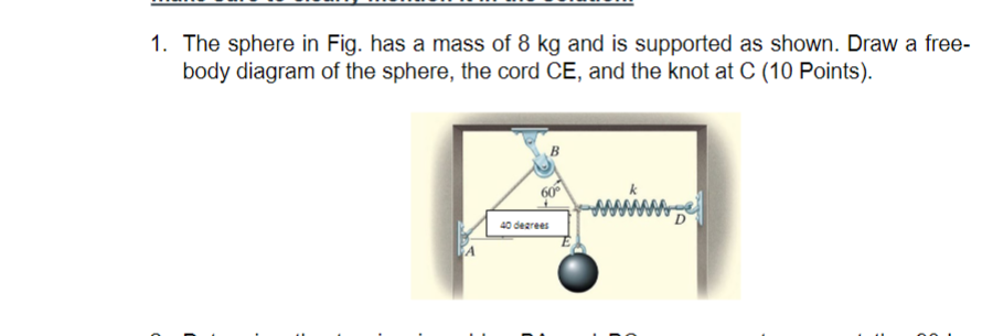 Solved 1. The sphere in Fig. has a mass of 8 kg and is | Chegg.com