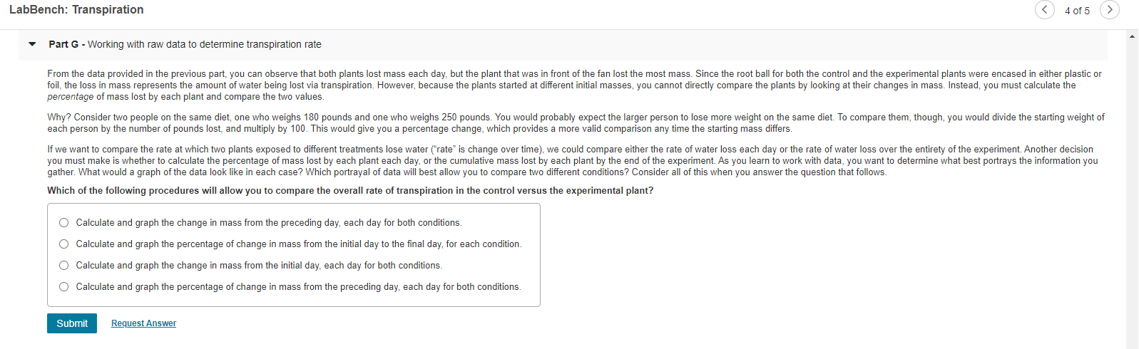 Solved LabBench: Transpiration 4 of 5 Part G - Working with | Chegg.com