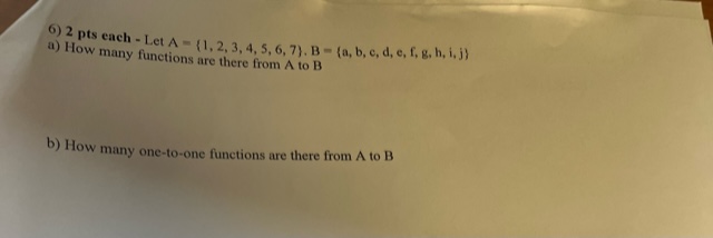 Solved 6) 2 pts each - Let | Chegg.com