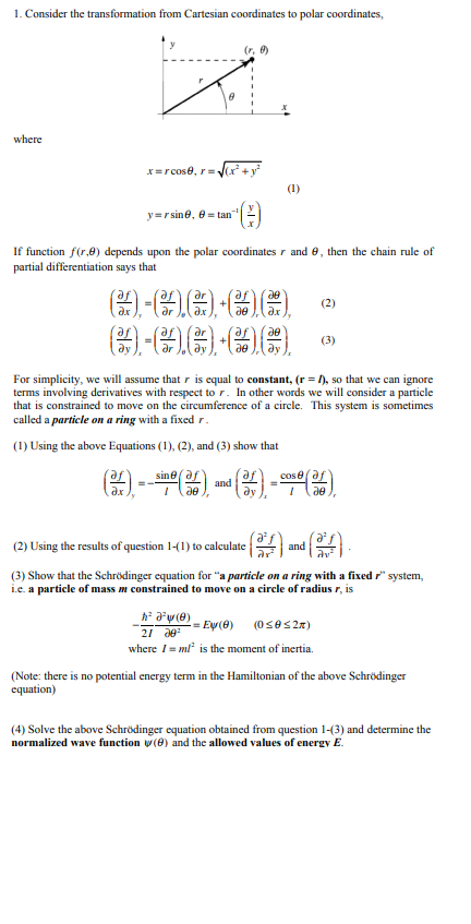 Solved 1. Consider the transformation from Cartesian | Chegg.com