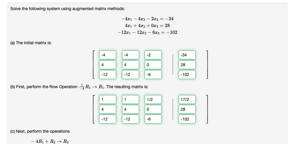 Solved Solve the following system using the augmented | Chegg.com