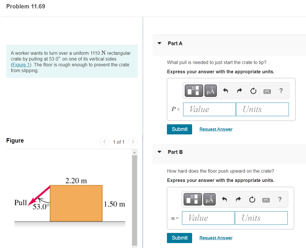Solved A worker wants to turn over a uniform 1110 N | Chegg.com