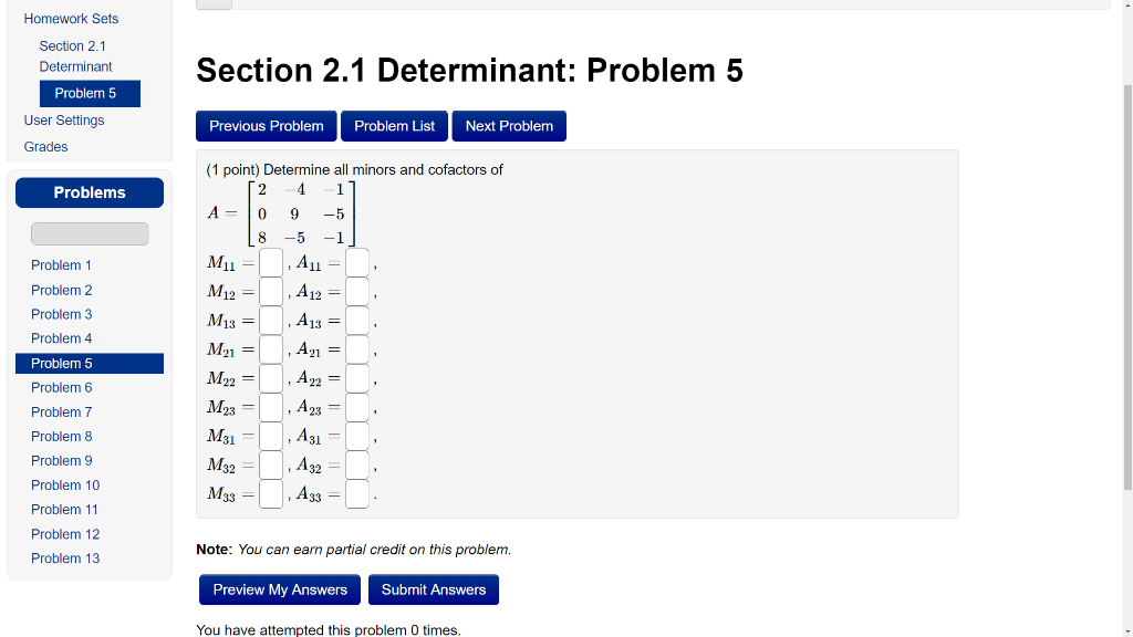 Solved Homework Sets Section 2.1 Determinant Section 2.1 | Chegg.com