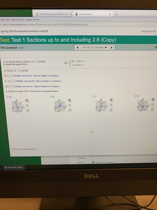 Solved 0201910-Spring 2019-MATH-110 x - Course Home Take a | Chegg.com