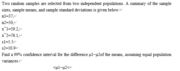 Solved Two random samples are selected from two independent | Chegg.com