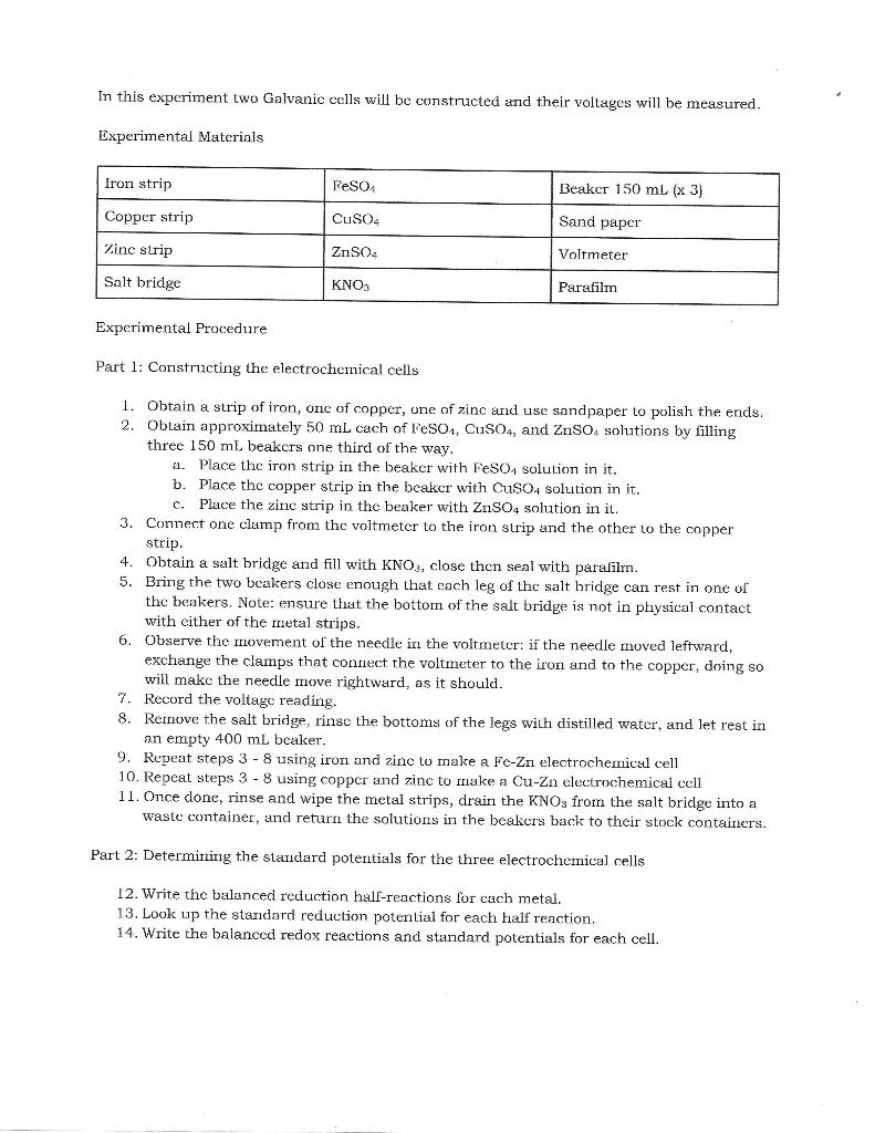 Solved Electrochemical Reactions and Cells Introduction: | Chegg.com