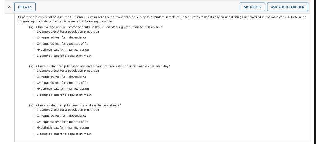 Solved As part of the decennial census, the us Census Bureau | Chegg.com