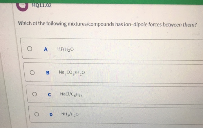 Solved Which of the following mixtures/compounds has | Chegg.com