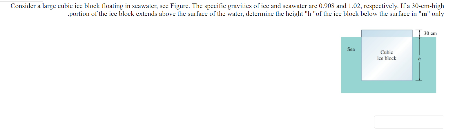Solved Consider a large cubic ice block floating in | Chegg.com