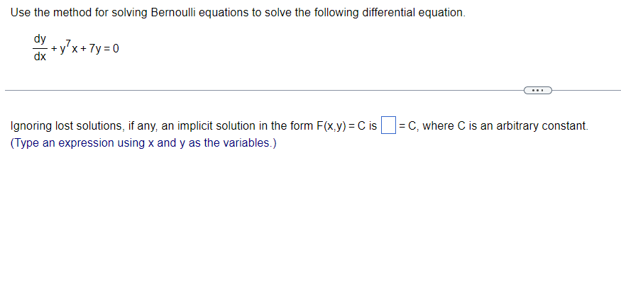 Solved Use the method for solving Bernoulli equations to | Chegg.com