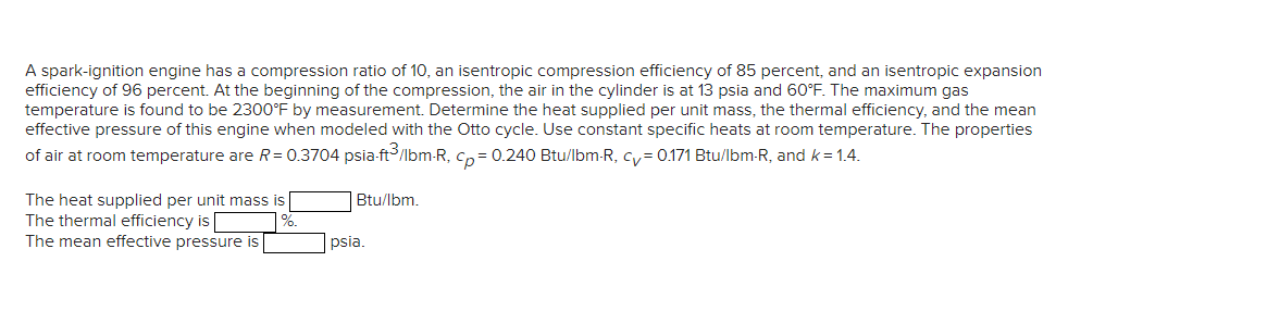 Solved A spark-ignition engine has a compression ratio of | Chegg.com