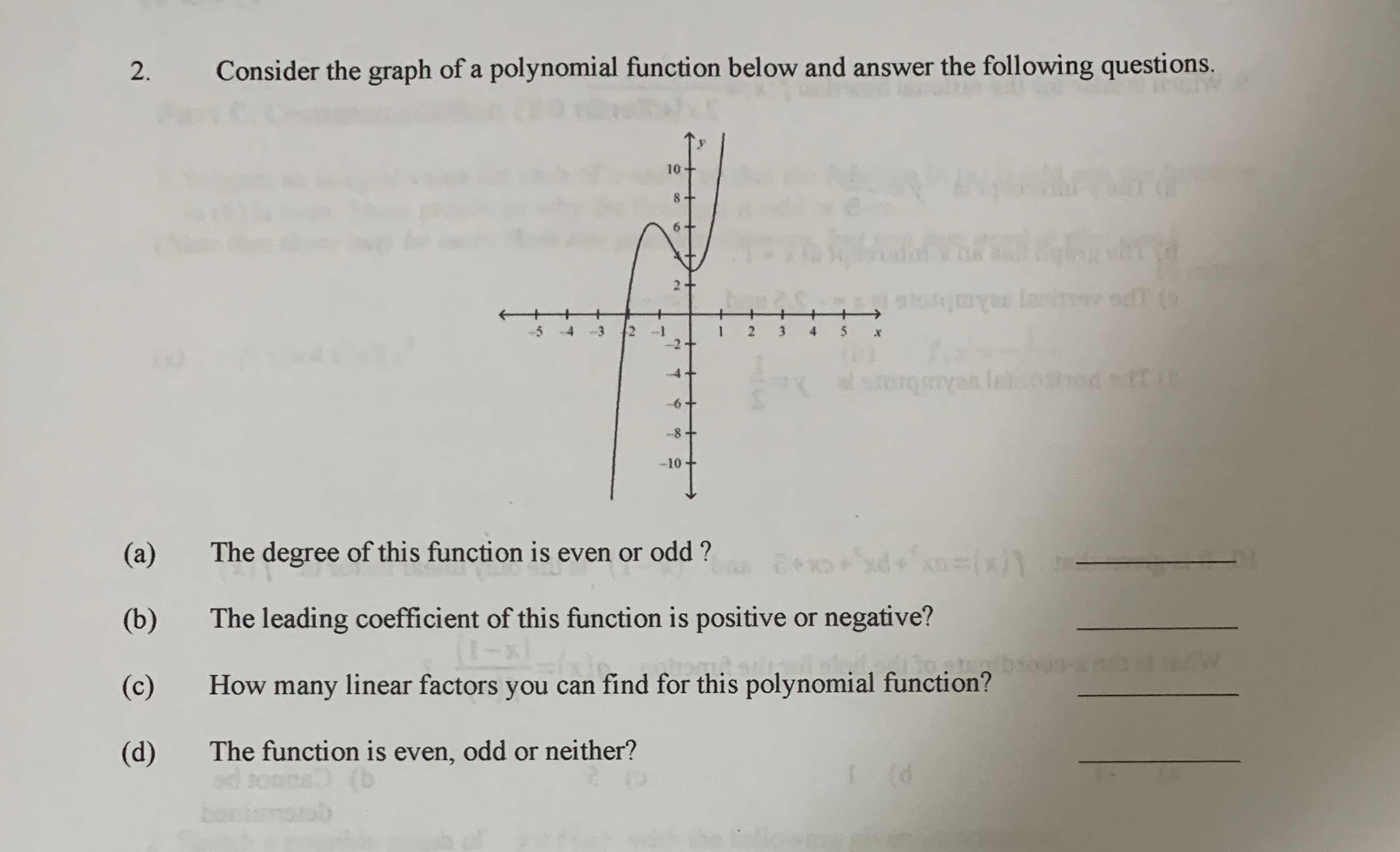 Solved Consider the graph of a polynomial function below and | Chegg.com