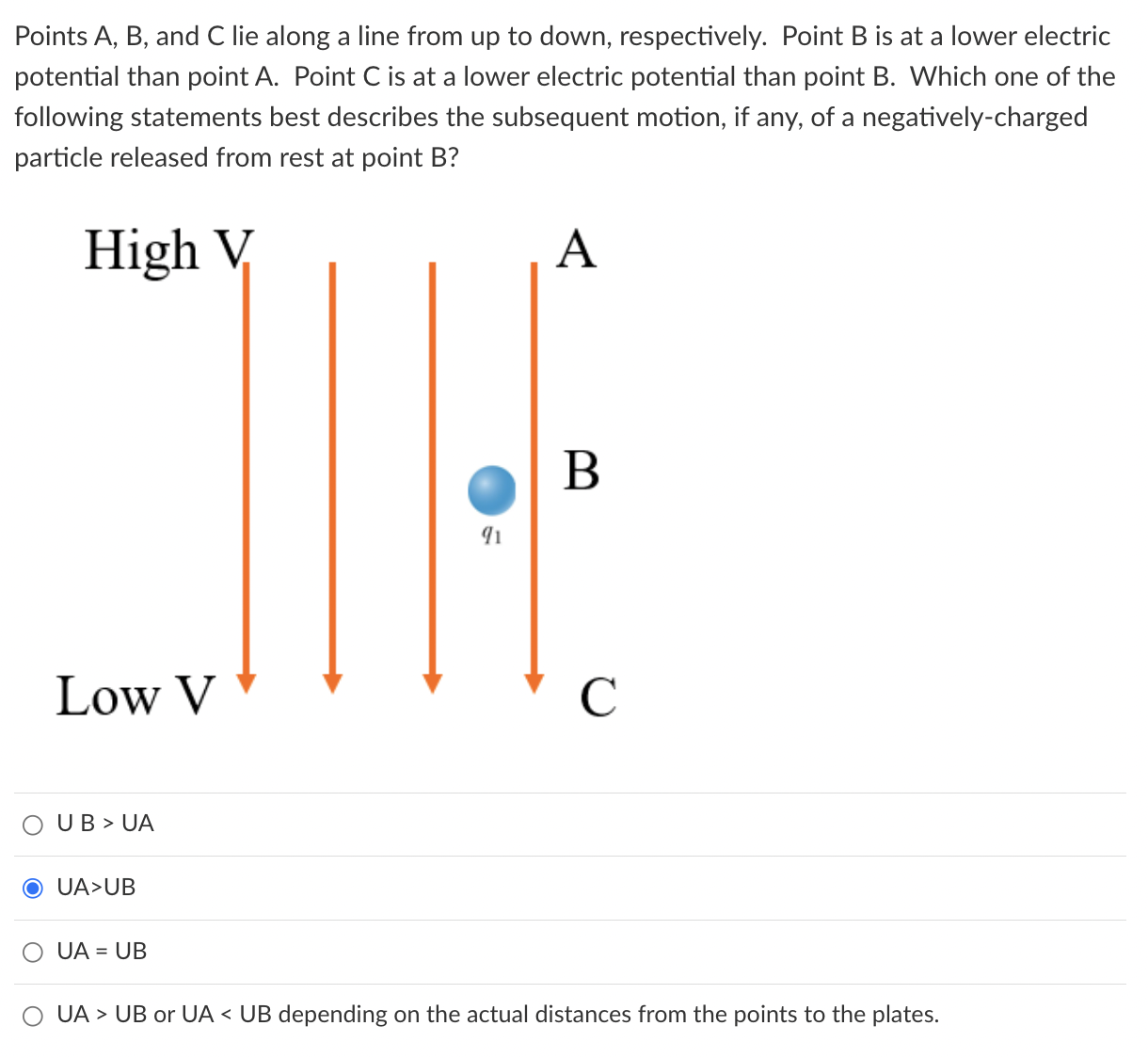 Solved Points A, ﻿B, ﻿and C lie along a line from up to | Chegg.com
