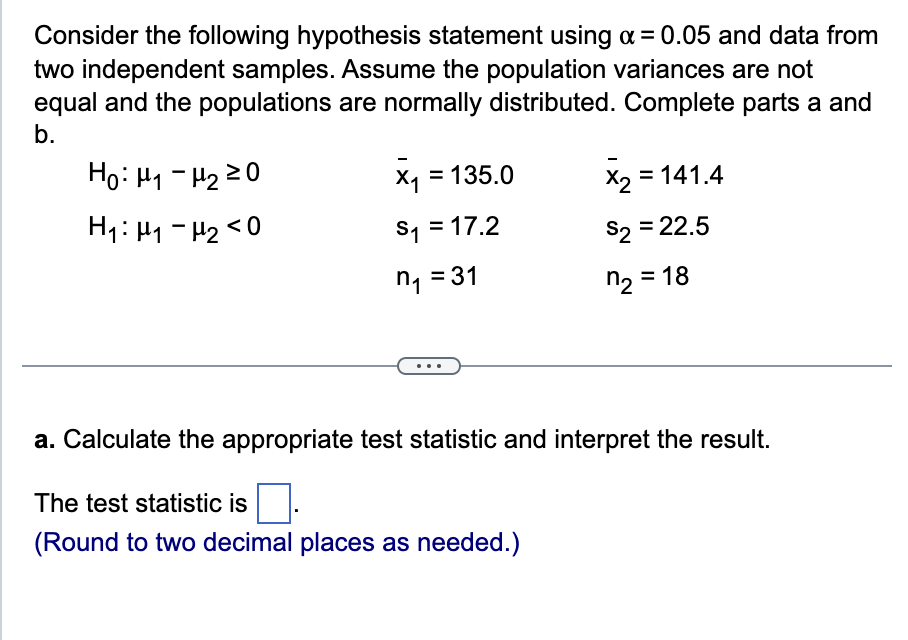 Solved Consider the following hypothesis statement using | Chegg.com