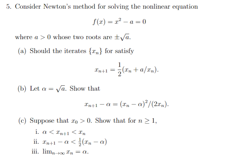 Solved Consider Newton's method for solving the nonlinear | Chegg.com