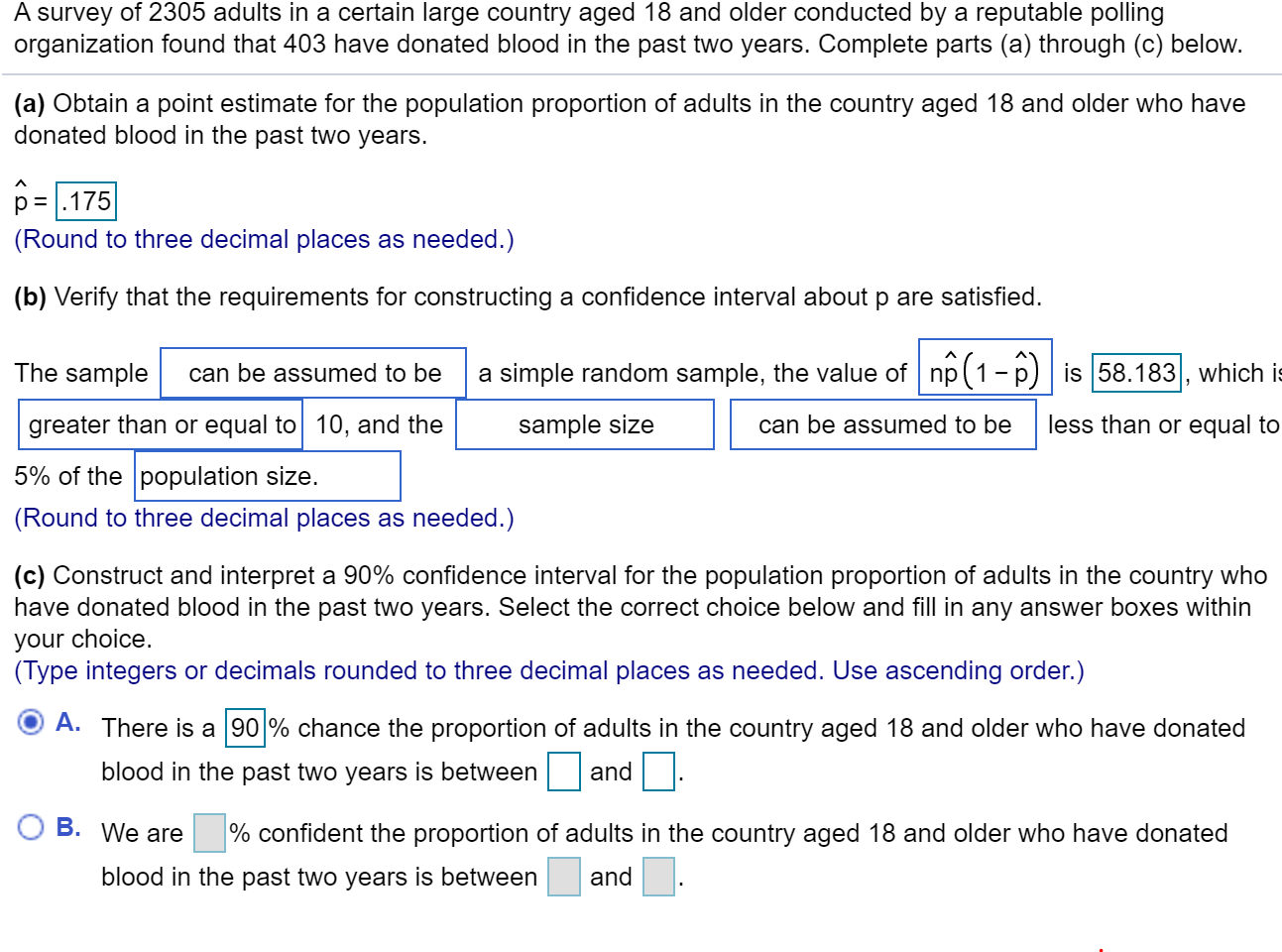 Solved A Survey Of 2305 Adults In A Certain Large Country Chegg