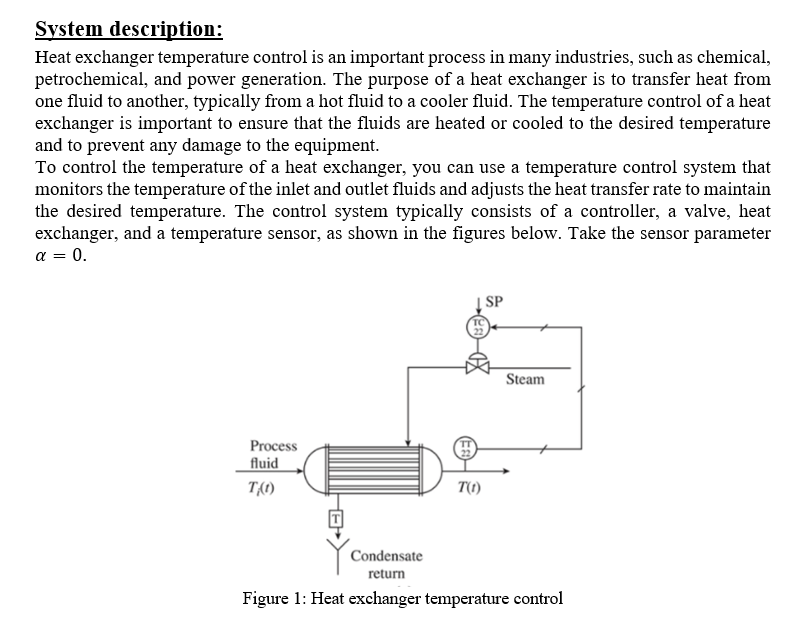 Solved System description: Heat exchanger temperature | Chegg.com