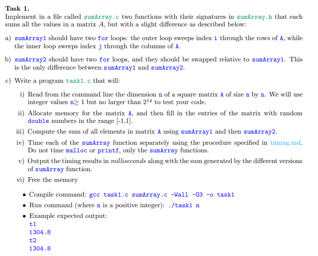 Solved Task 1 Implement In A File Called Sumarrayc Two 7382