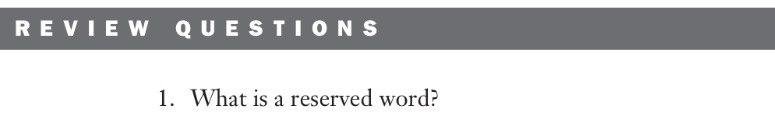 Solved 1. What is a reserved word? | Chegg.com
