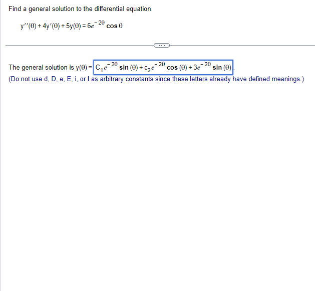 Solved Find a general solution to the differential equation. | Chegg.com