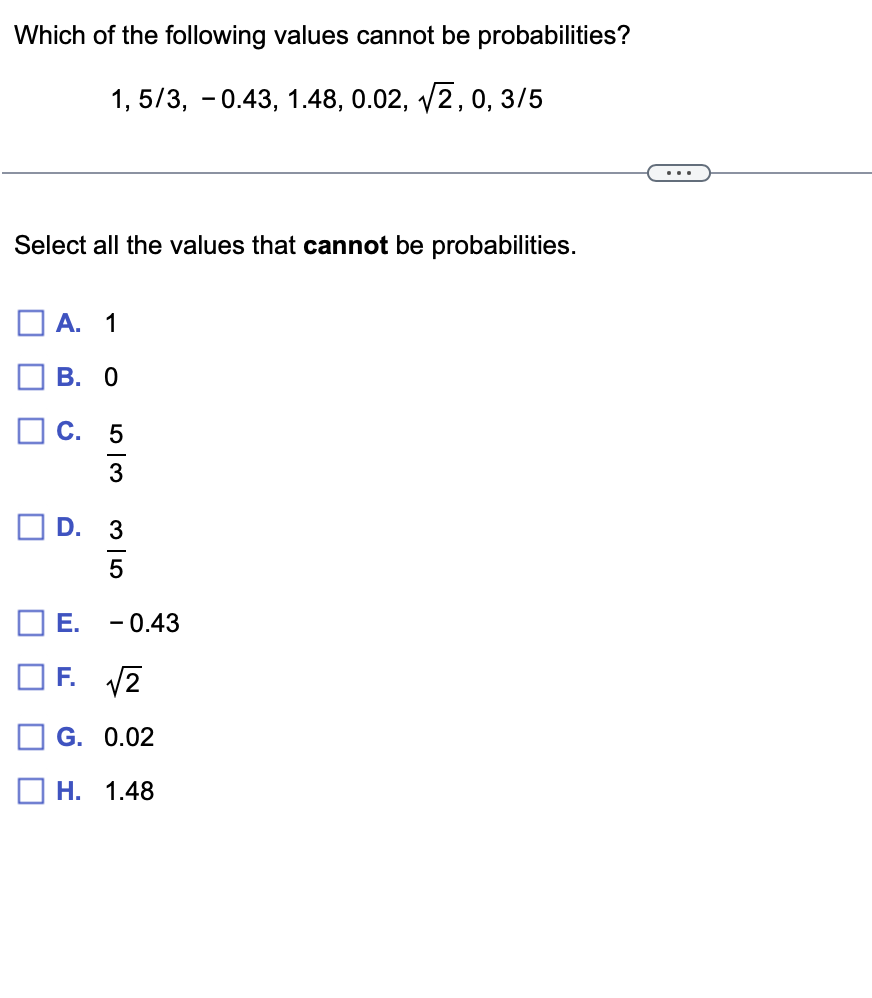 Solved Which of the following values cannot be | Chegg.com