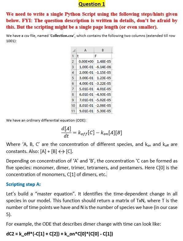 Question 1 We need to write a single Python Script | Chegg.com