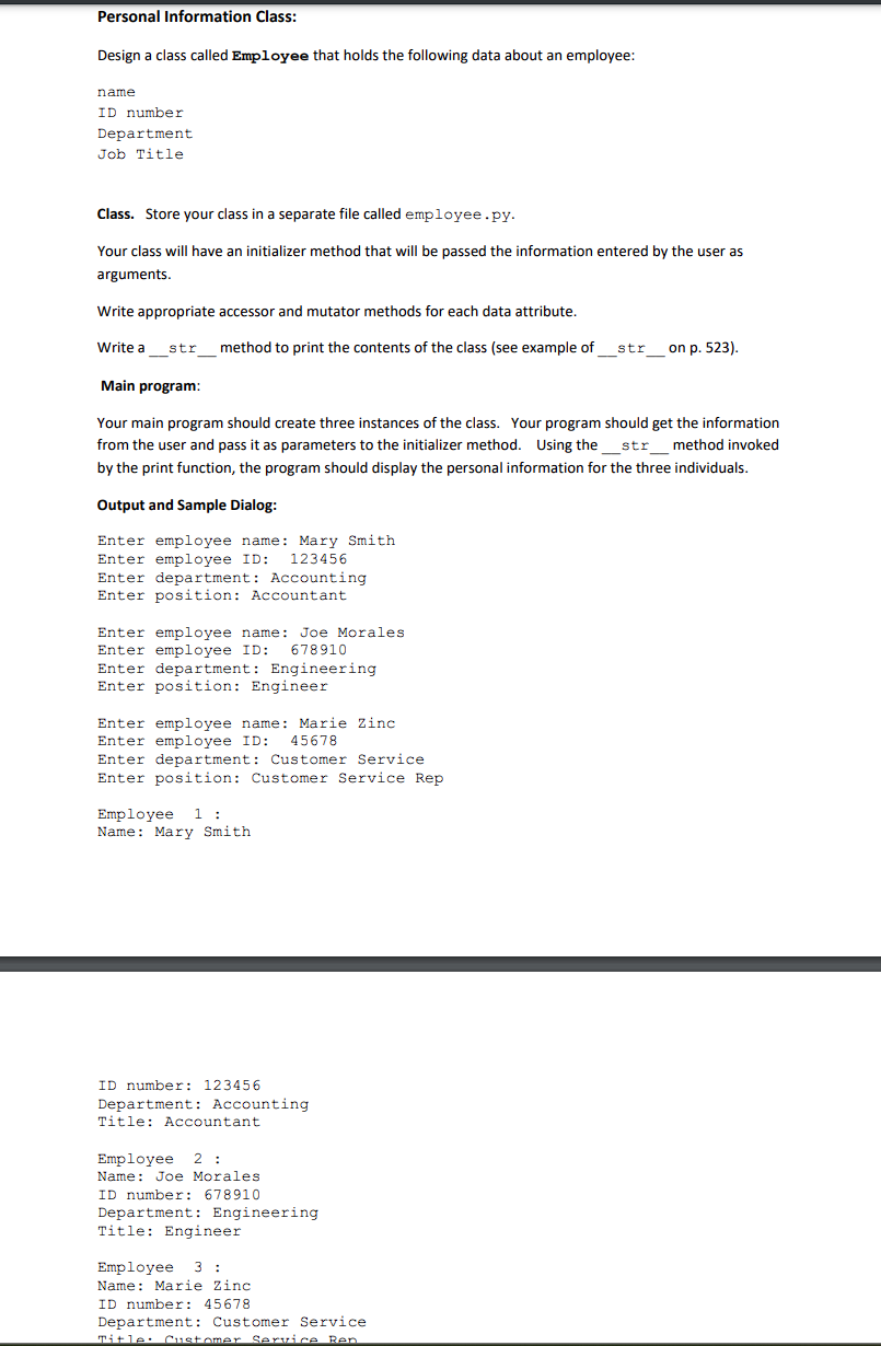 Solved Personal Information Class: Design a class called | Chegg.com