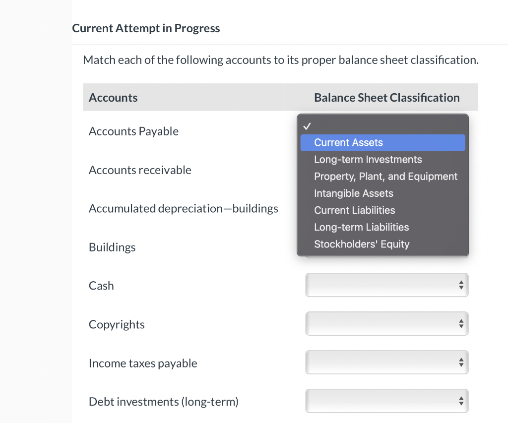 Solved Match each of the following accounts to its proper | Chegg.com