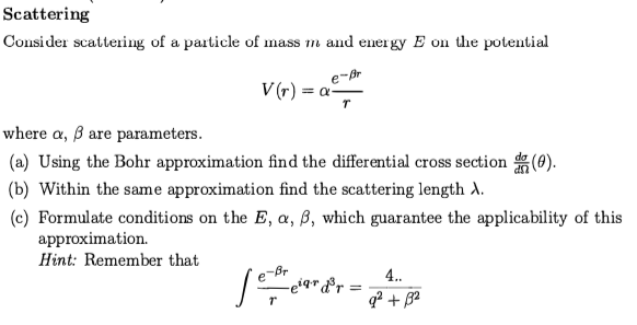 Solved Scattering Consider scattering of a particle of mass | Chegg.com