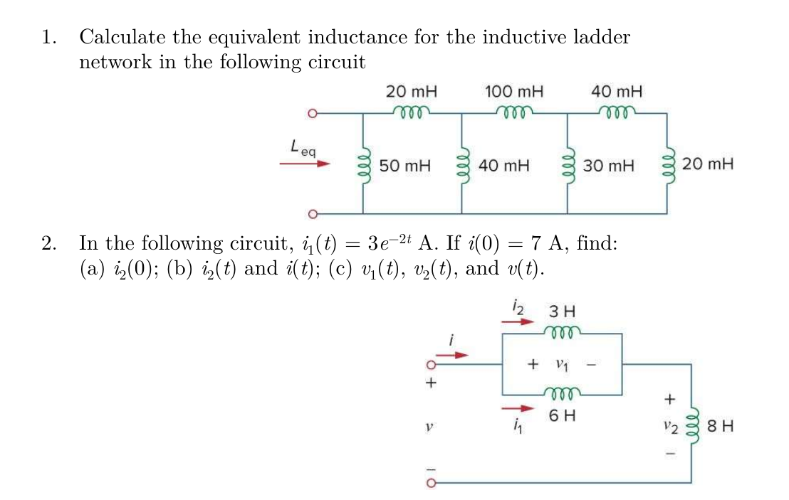 Solved 1. Calculate the equivalent inductance for the | Chegg.com